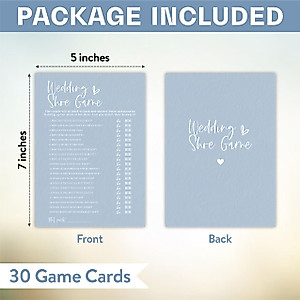 EXW Elegant Blue Bridal Shower Game Cards - Wedding Shoe Game - Engagement Party Cards, Newlyweds Party Decorations, 30 Pcs Per Set, Bridal Shower Game Supplies - A04