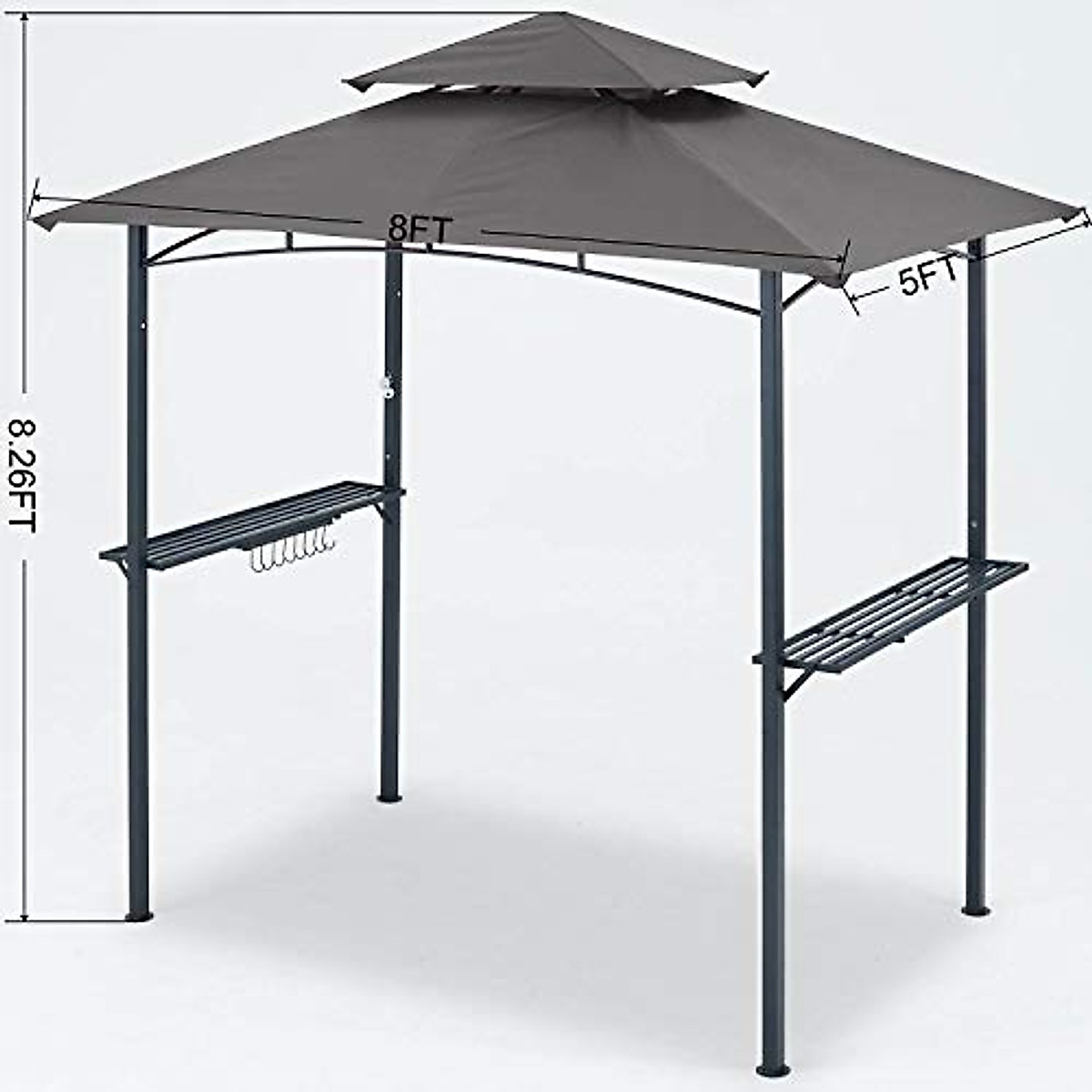 MASTERCANOPY  8 x 5 Grill Gazebo Outdoor BBQ Gazebo Canopy with 2 LED Lights (Gray)