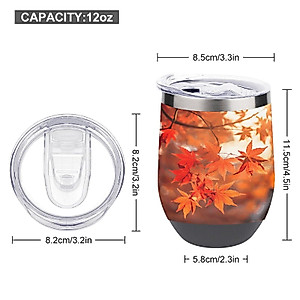 Stainless Steel Insulated Cup, Maple Leaves in The Sun Print 304 Stainless Steel, Smooth Round Rim Ideal for Office, Home, And Gift Giving