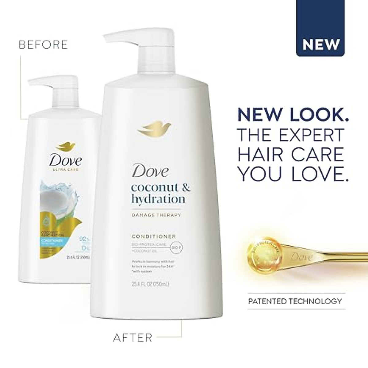 Dove Ultra Care Coconut & Hydration Conditioner for Dry Hair with Jojoba and Sweet Almond Oils, 25.4 oz