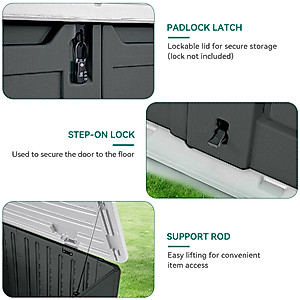 YITAHOME Outdoor Horizontal Storage Sheds w/o Shelf, Weather Resistant Resin Tool Shed, Multi-Open Door for Storage of Bikes, Trash Cans, Garden Tools, 39 cu ft, Waterproof, Lockable, Dark Gray