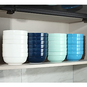 HAPPY KIT 6" Ceramic Soup Bowls, Cereal Bowls Set of 6, 24OZ White Bowls for Kitchen, Serving Bowls for Cereal Soup Rice Pasta Salad Oatmeal, Thick-edge Non-slip Design