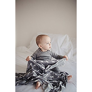 Copper Pearl Large Premium Knit Baby Swaddle Receiving Blanket Grey and White Moose Scout