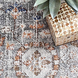 nuLOOM Jacquie Vintage Floral Area Rug, 5' x 7' 5", Silver