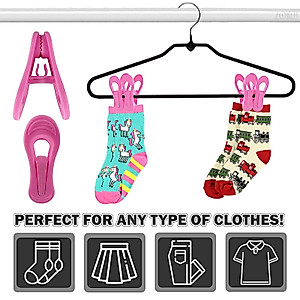 Hanger Clips For Plastic Hangers - 30Pcs Multi-Color Baby Hanger Clips for Clothes - Plastic Clips to Hang From Wire - Pink Clips for Hangers with Clips Heavy Duty Picture Clips - Hanger Clothes Clips