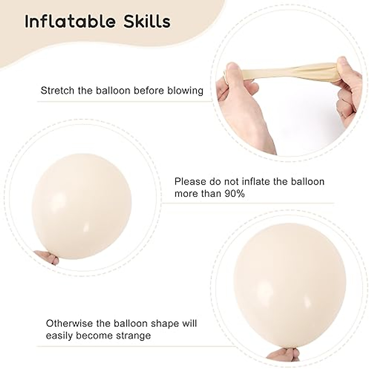 RUBFAC 96pcs Sand White Balloons Different Sizes 18 12 10 5 Inches for Garland Arch, Premium White Latex Balloons for Birthday Party Graduation Wedding Anniversary Baby Shower Party Decoration