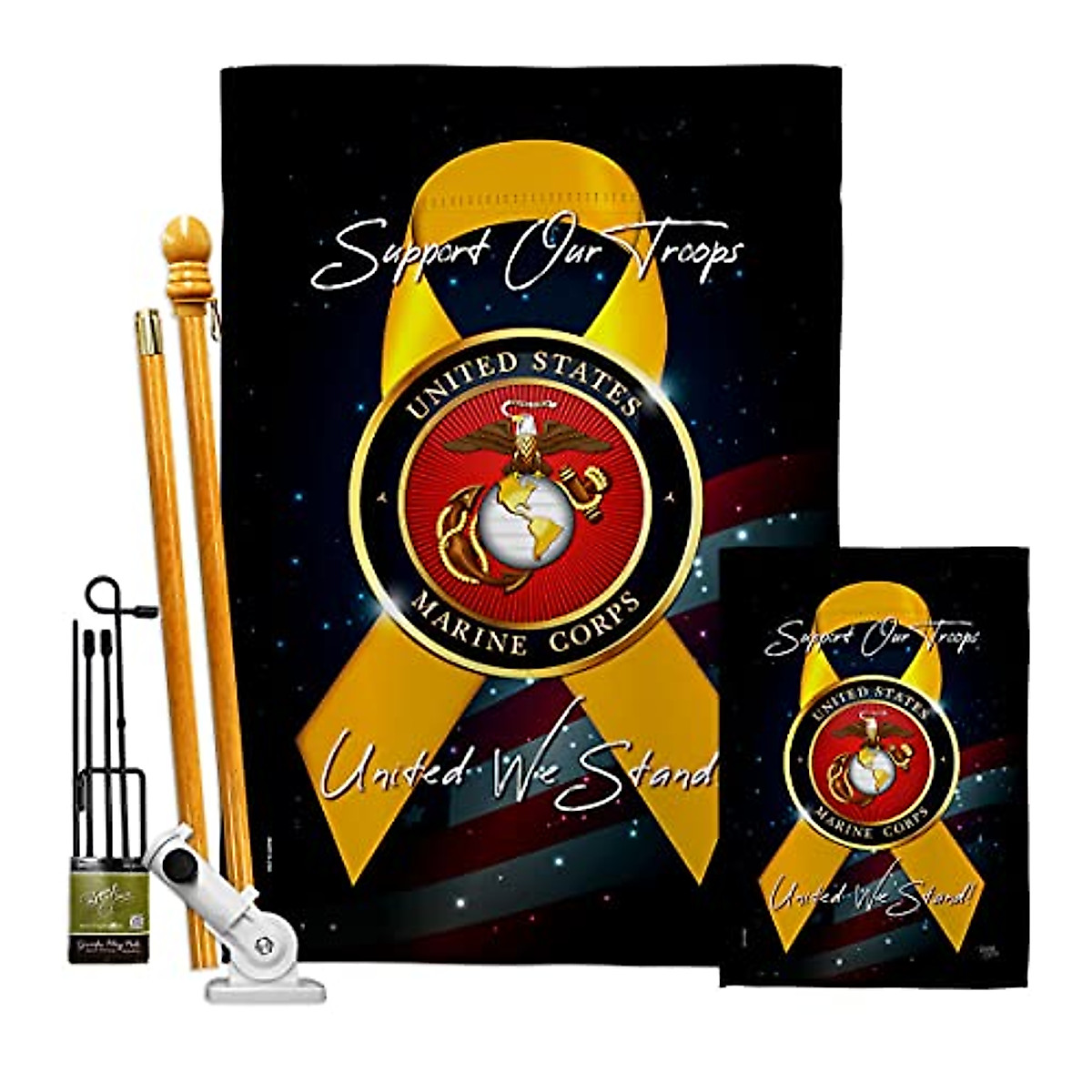 Breeze Decor Support Marine Corps Garden House Flag Kit Armed Forces USMC Semper Fi United State American Military Veteran Retire Official Decoration Banner Small Yard Gift Double-Sided, Made in USA