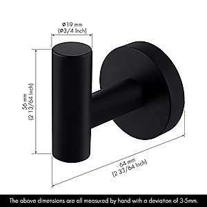 KES Bathroom Towel Hook Robe Hook Coat Hook Shower Kitchen Wall Hanging Hooks Wall Mount SUS 304 Stainless Steel Matt Black, A2164-BK