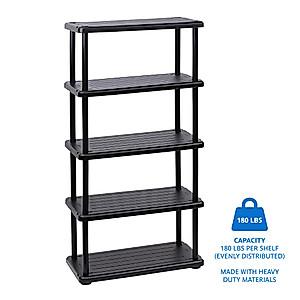 Iceberg ICE20853 Rough N Ready High Density Polyethylene Open Storage System, 36" Width x 74" Height x 18" Depth, 5 Shelves, Platinum