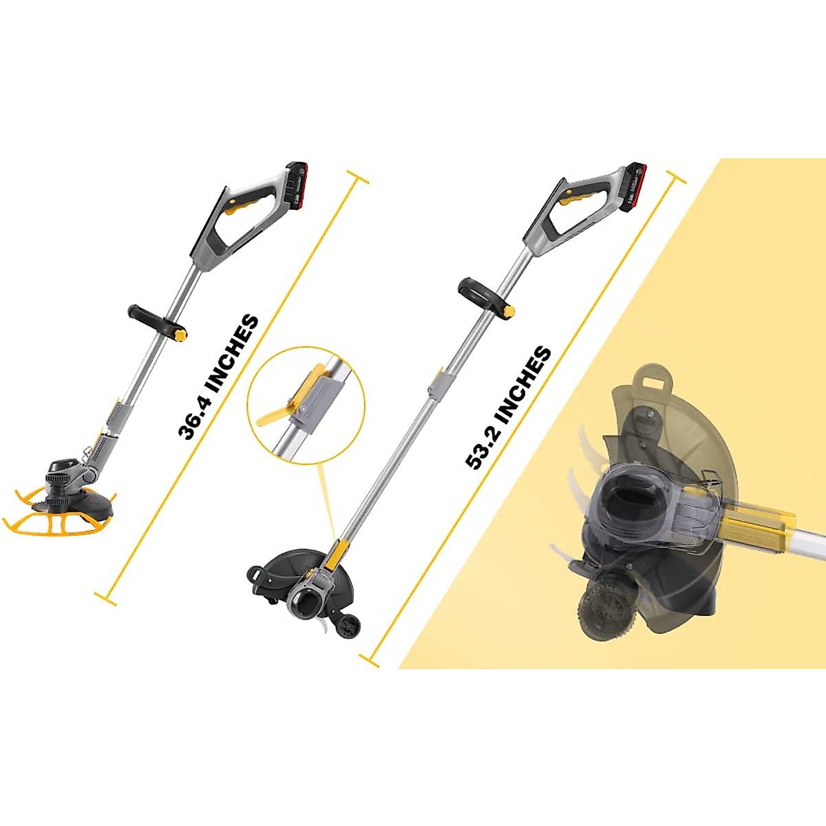 PATIOX Weed Wacker Cordless, Electric Weed Trimmer Rechargeable 3 in 1, One 2.5 Ah Battery Powered Weed Whacker Cordless 20V Grass Edger Trimmer with Blade and Charger (One Battery)