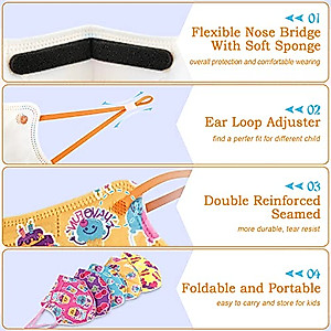 Kids KN95 Masks for Children, 50 Pack 5 Ply KN95 Mask for Kids with Adjustable Earloop, Multicolor Print Children's Mask with Soft Sponge Nose Bridge, Breathable Face Masks for Girls Boys Outdoor School