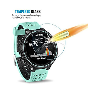 (Pack of 4) Tempered Glass Screen Protector for Garmin Forerunner 235 225 620 220, Akwox [0.3mm 2.5D High Definition 9H] Premium Clear Screen Protective Film for Garmin Forerunner 235 225 620 220