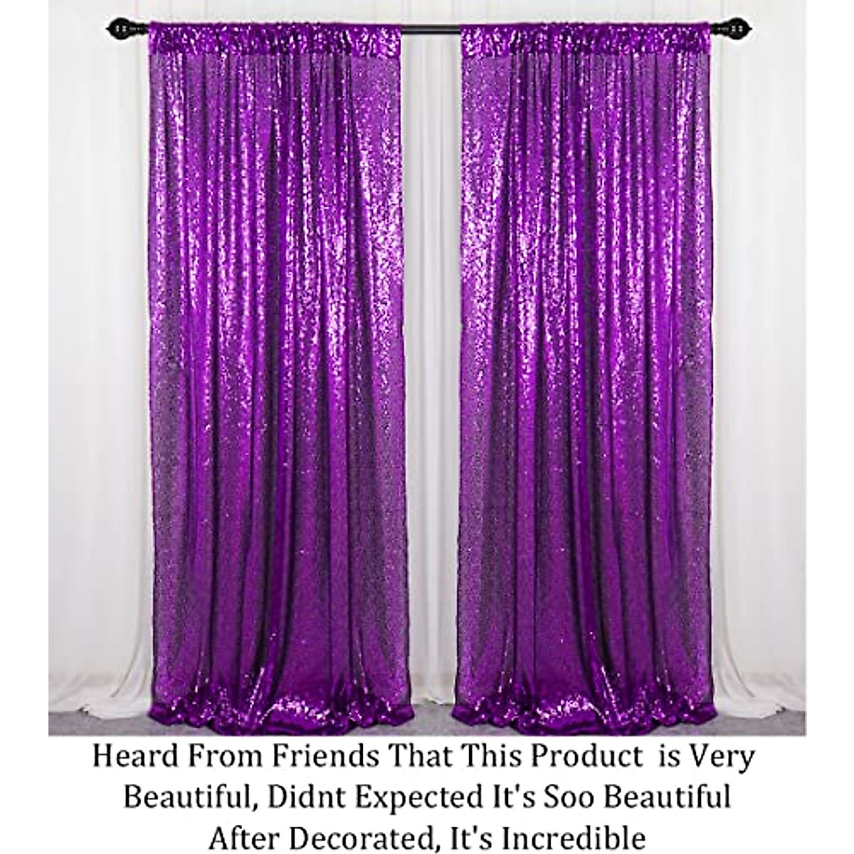 Pardecor Sequin Curtains Panels Sequin Backdrop Curtain Glitter Curtains Sparkle Photo Booth Backdrop Shimmer Backdrop for Parties Wedding Backdrop (2pc 2ftx7ft, Royal Purple)