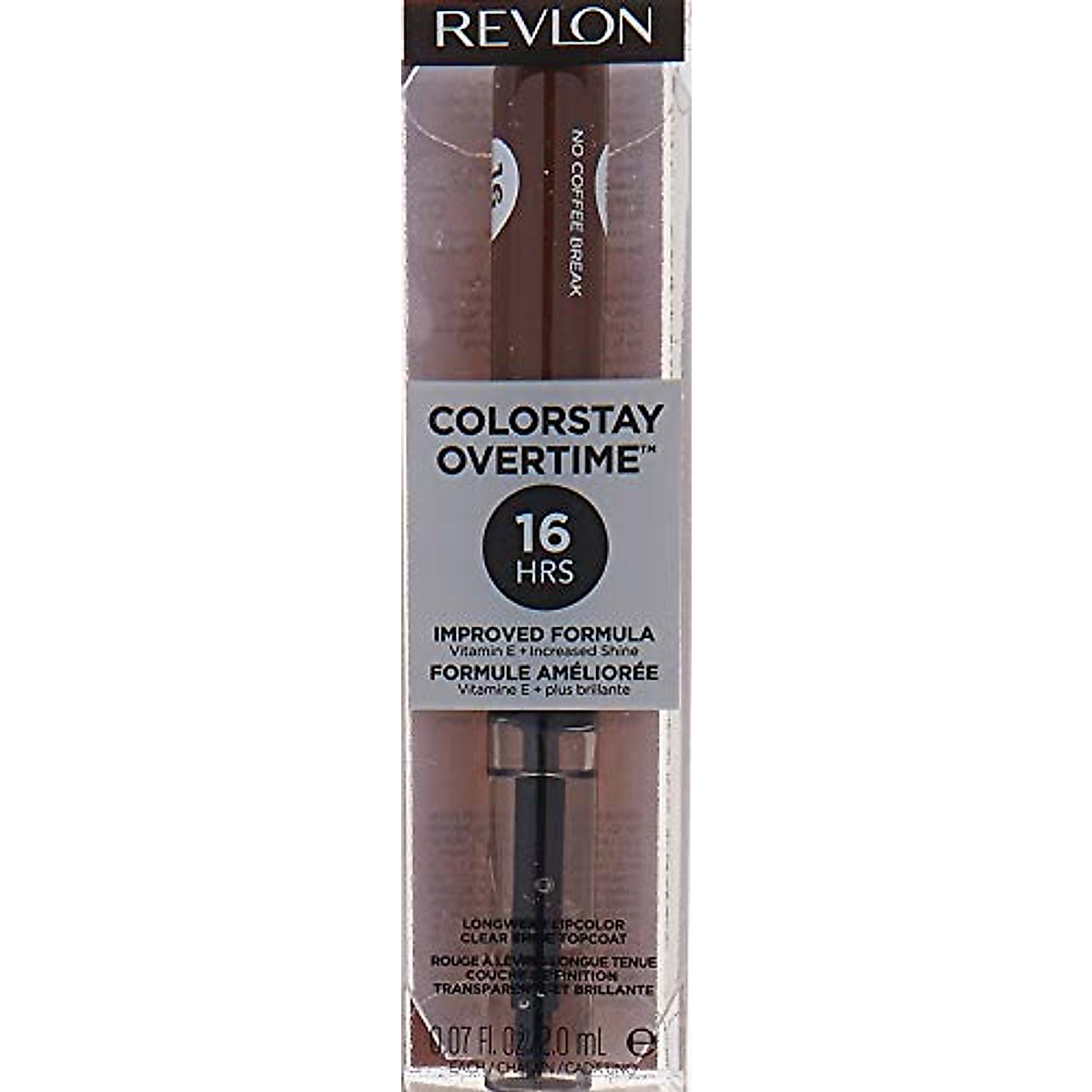 Revlon Liquid Lipstick with Clear Lip Gloss, ColorStay Face Makeup, Overtime Lipcolor, Dual Ended with Vitamin E in Nude, No Coffee Break (570), 0.07 Oz