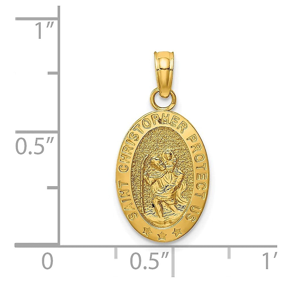 Diamond2Deal 14k Yellow Gold Saint Christopher Medal Pendant for Women (L- 22 mm W- 11 mm)