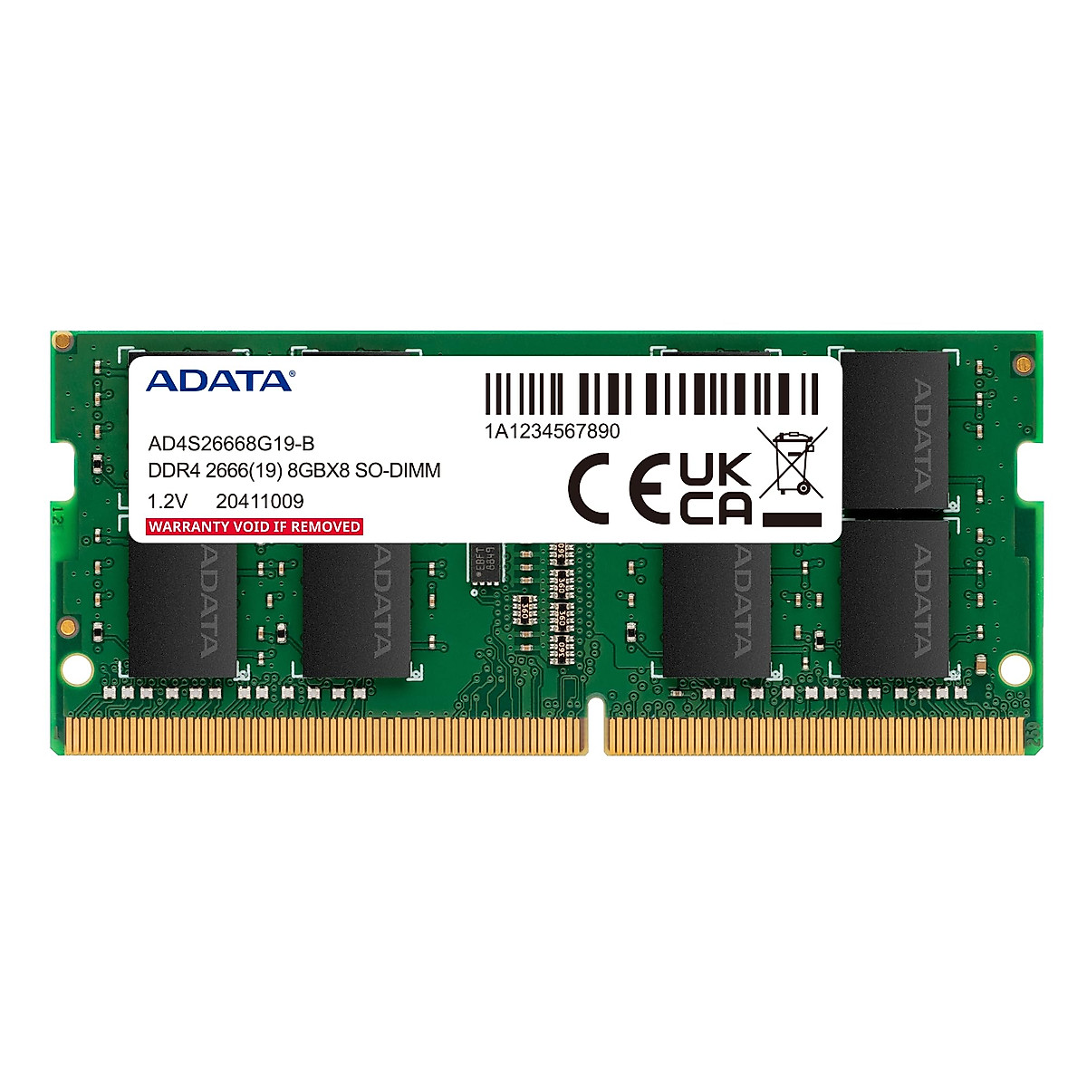 ADATA Premier 8GB Single DDR4 2666Mhz CL19 PC4-21000 260-Pin SODIMM Memory RAM Single (AD4S26668G19-SGN)