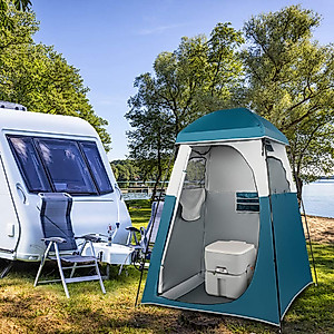 VINGLI 6.7FT Shower Tent, Changing Room Tent for Portable Toilet, with Mesh Floor and Carrying Bag, Lightweight & Sturdy, Perfecr for Camping, Boat, Dressing Outdoor or Indoor