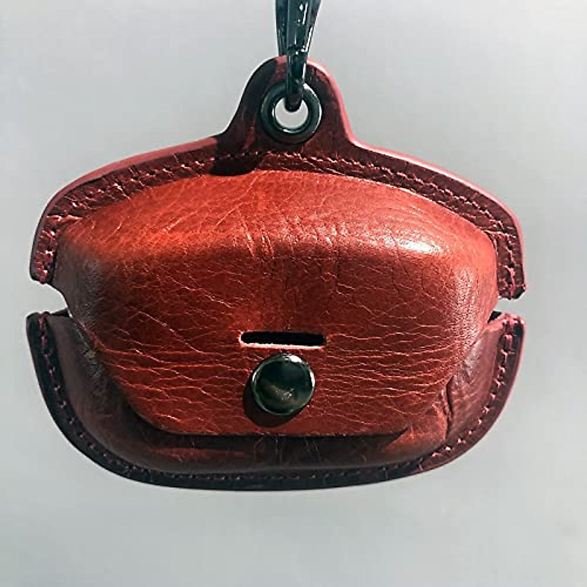 Genuine Leather Case Compatible with Sony WF-1000XM4 True Wireless Earphone Protective Case Crazy Horse Leather Cover with Leather Lanyard (Red)