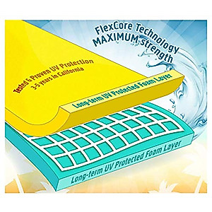 Aqua Lily Pad Tadpole Floating Pool Mat (Single Adult Foam Mattress Lounger) 7'1" x 2' Water Float Includes Pillow Straps & Storage Bag, Green/Yellow, Made in USA