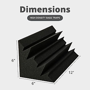 TRUE NORTH Bass Traps w/Adhesive 8 Pack - Recording Studio Acoustical Treatments - Studio Foam Bass Trap Panel Acoustic Treatment - Sound Foam Corner To Trap Bass, Bass Traps Acoustic Foam Corner