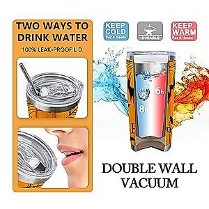 Zzkol Happy Halloween Jack O Lantern Tumbler with Lid and Straw, Pumpkin Bat Spider Web Stainless Steel Travel Coffee Cup, 20oz Funny Fall Autumn Double Wall Vacuum Insulated Mug Halloween Gifts