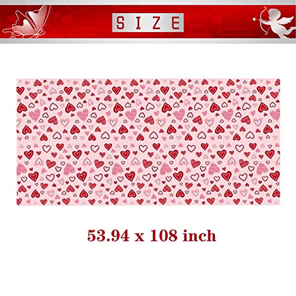 Valentines Day Tablecloth Party Decoration Supplies, Heart Shape Valentines Day Table Cover Happy Valentine's Day Table Decorations - 2PCS