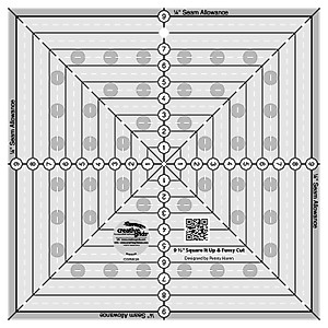 Creative Grids 9-1/2in Square It Up or Fussy Cut Square Quilt Ruler - CGRSQ9
