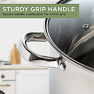 Ecolution Stainless Steel Stock Pot with Encapsulated Bottom Matching Tempered Glass Steam Vented Lids, Made Without PFOA, Dishwasher Safe, 12-Quart, Silver