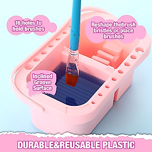 Fuyoooo 2 Pcs Painting Supplies Set with Silicone Painting Mat & Paint Brush Cleaner Bucket for Crafts Paint Brush Holder Organizer with Palette painting station Back to School Supplies Painting Party