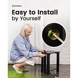 OasisSpace Bamboo Corner Shower Seat Shower Stool, Shaving Stool with Non-Slip Feet, Wood 2-Tier Seat with Storage Shelf for Bathroom, Living Room, Bedroom, Used for Seat or Organizer