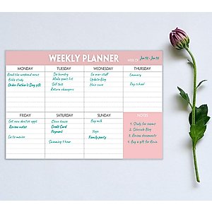 Weekly Planning Pad - Tear Off To Do List Pad with Daily Schedule & Calendar, 52 Sheets, 100gsm Paper, Undated Weekly Planning Notepad, 6x9 in