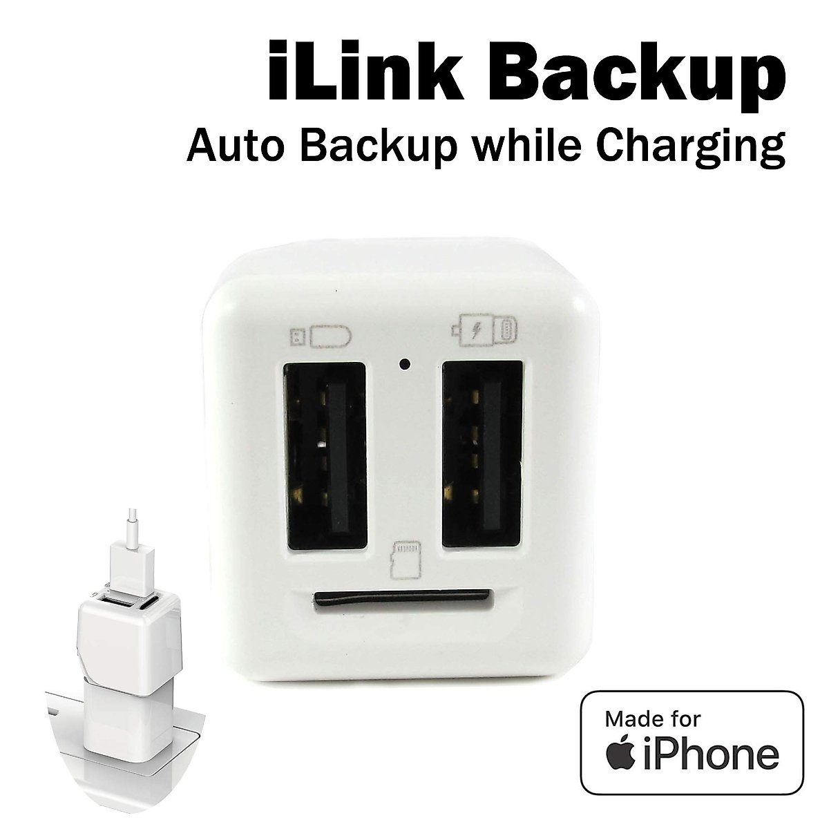 SPT iLink Backup Automatically Backup Photos and Videos While Charging of iPhone and iPad with iPhone Backup Storage and 256 bit Encryption 【SD Card and USB Not Included】