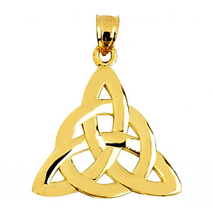 14k Yellow Gold Traditional Celtic Trinity Knot Charm Pendant