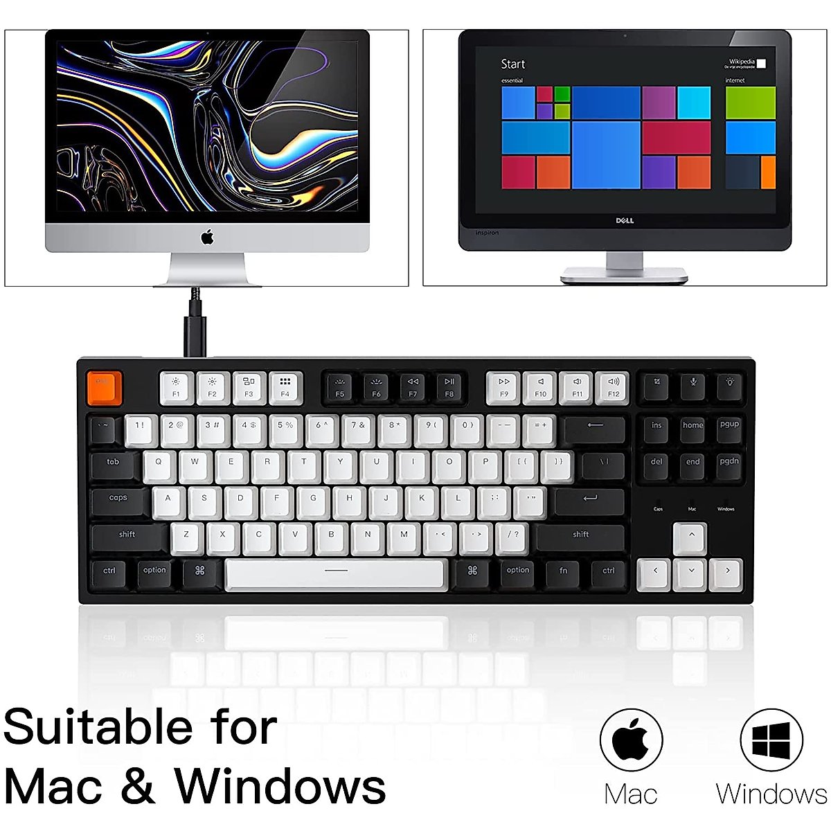 Keychron C1 87 Key Hot-swappable Wired Mechanical Keyboard, USB Type-C Cable, Double-Shot ABS Keycaps TKL Mechanical Gaming Keyboard, White Backlit Gateron G Pro Brown Switch for Mac Windows