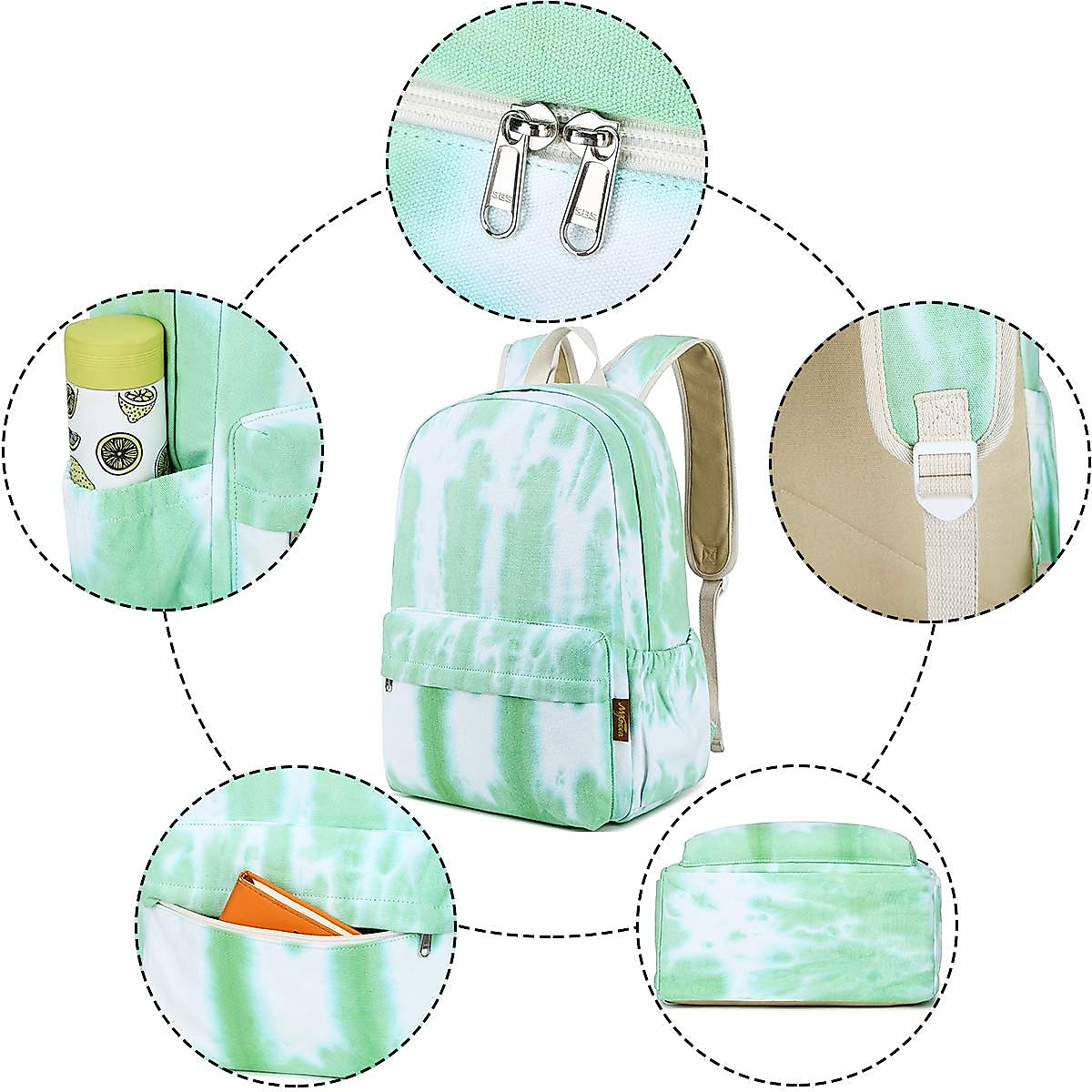 Canvas School Bag Backpack Girls or boy, Ranibow Style Unisex Fashionable Canvas Zip Backpack School College Laptop Bag for Teens Girls Students Casual Lightweight Travel Daypack Outdoor(Orange)