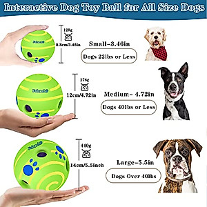 TAUCHGOE Interactive Dog Toys Wobble Giggle Dog Ball for Medium Large Dogs, Wiggle Waggle Wag Funny Sounds Squeaky Active Ball Dog Toy for IQ Training Cleaning Teeth, Dogs Favorite Gift
