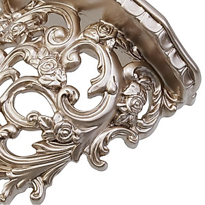 Pufguy Resin Wall Hanging Shelf Decorative Display Floating Shelves Retro Hollow Carving Wall Mounted Storage Shelf for Bedroom,Living Room,Hallway,Office,Hotel,Gold