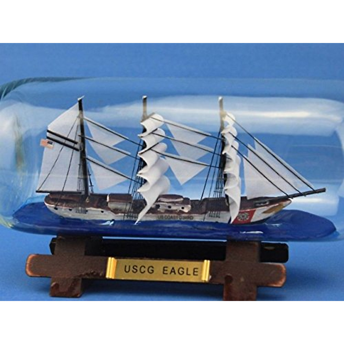 Hampton Nautical United States Coast Guard USCG Eagle Model Ship in A Glass Bottle, 9" , White,96 months to 600 months