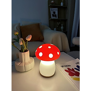 Mushroom Lamp Night Light Glass Lamps for Bedrooms Vintage Retro Funky Cool Small Cute Lamp Bedside Bed Side Table Nightstand 70s Mid Century Modern Aesthetic Gift for Girls Room Decor Dimmable
