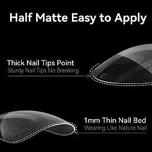 UNA GELLA Oval Fake Nails Pre-shape 504pcs Almond Gel Nail Tips Round Almond Press on Nails for Full Cover Acrylic Round Oval Full Nails False Nails 12 Sizes False Soft Gel Tips