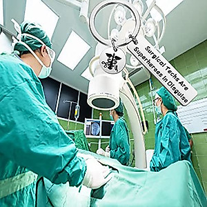 Lywjyb Birdgot Surgical Tech Keychain for Surgical Technologist Gift Surgical Techs Are Superheroes in Disguise Keychain (Surgical Techs Are)