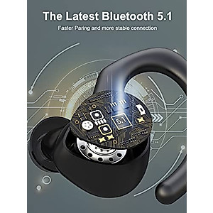 Coucur Wireless Earbuds, Bluetooth 5.1 Sport Headphones in Ear with Detachable Earhooks, Bluetooth Earbuds with Immersive Sound, Wireless Earphones with Noise Cancelling Mic, IP7 Waterproof Headset