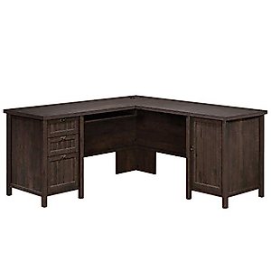 Sauder Costa L-Desk, L: 65.12" x W: 65.12" x H: 30.0", Coffee Oak Finish