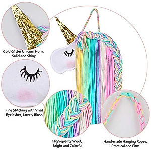 Beinou Unicorn Hair Clips Holder Rainbow Yarn Tassels Hair Bows Storage Shy Unicorn Face Headband Organizer Unicorn Theme Party Decorations