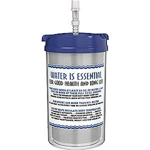 32 oz Insulated Cold Drink Hospital Mug with Blue Lid | Water Essential Travel Mug
