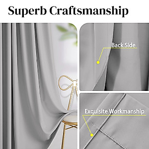 RHF Wide Thermal Blackout Patio Door Curtain Panel, Sliding Door Insulated Curtains,Thermal Curtains,Grommet Curtains, Extra Wide Curtains, Curtains for Sliding Glass Door:100W by 84L Inches- Grey