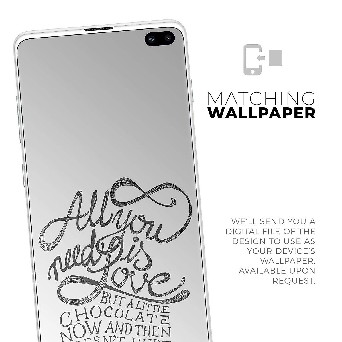 DesignSkinz Love and Chocolate Protective Vinyl Decal Wrap Skin Cover Compatible with The Samsung Galaxy S20 (Screen Trim & Back Glass Skin)