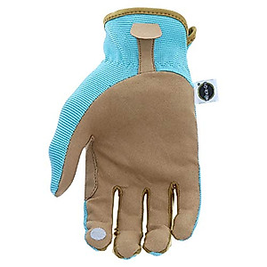 Miracle-Gro MG86202 Synthetic Leather Palm Gloves – [Blue/Tan, Small/Medium], Touchscreen Compatible