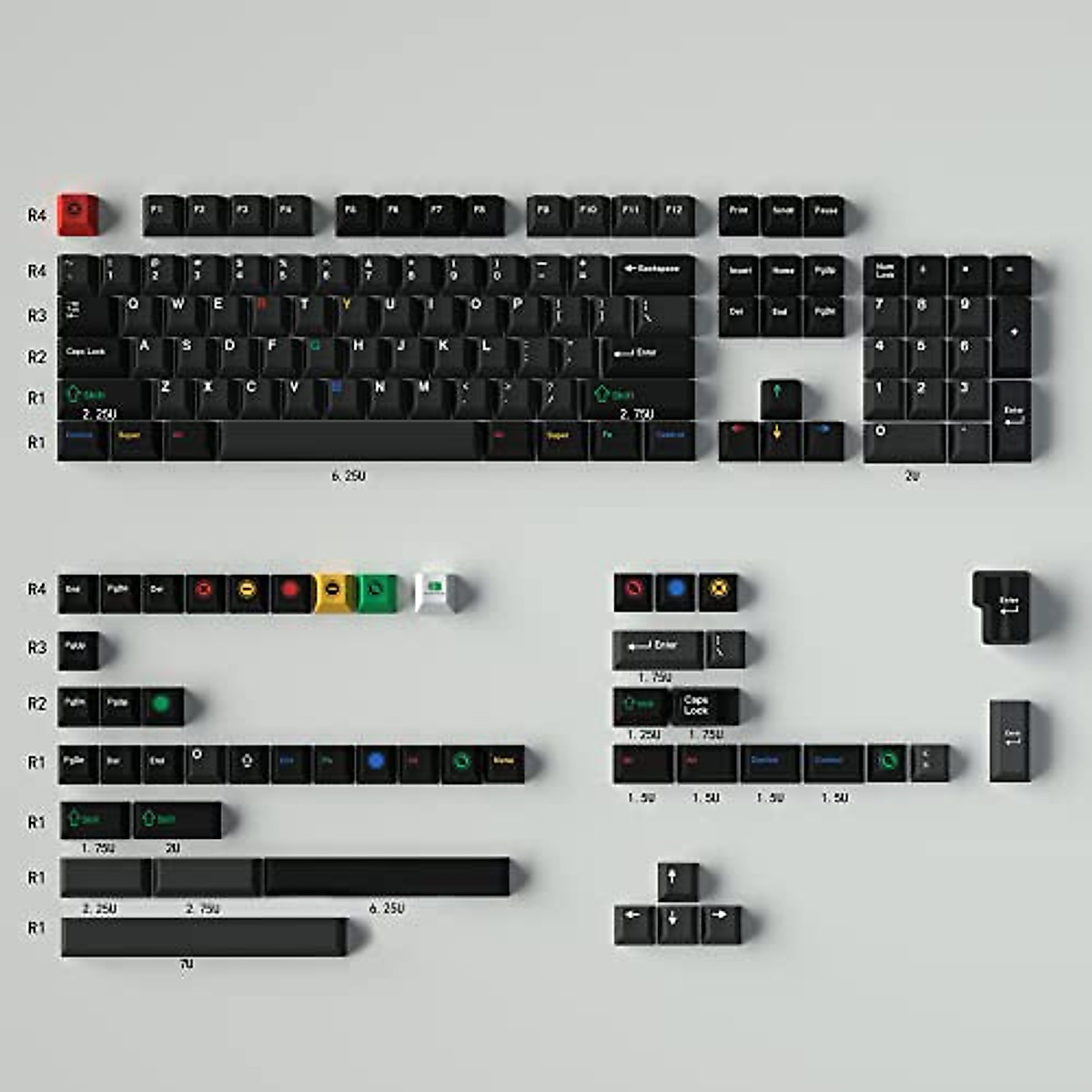 PBT Black Gray Keycaps 153 Keys Cherry Profile Custom ISO ANSI Keyboard Keycap Set for 60% 65% 70% 75% Cherry Gateron MX Switches Mechanical Keyboards