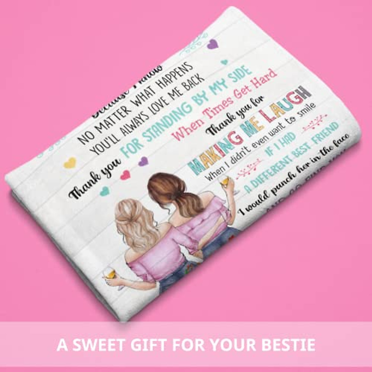Pawzity Best Friend Blankets for Women, Bestie Blanket Friends - Best Friend for Best Friends, Bestfriend, Xmas Friend Gifts - Friendship Throw Blanket